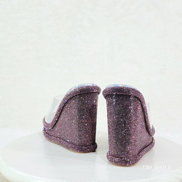 Cape Robbin | Shoes | Zesty Purple Hologram Rhinestone Platform Wedge ...
